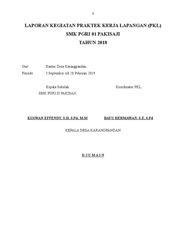 Laporan Kegiatan Praktek Kerja Lapangan KRP | PDF