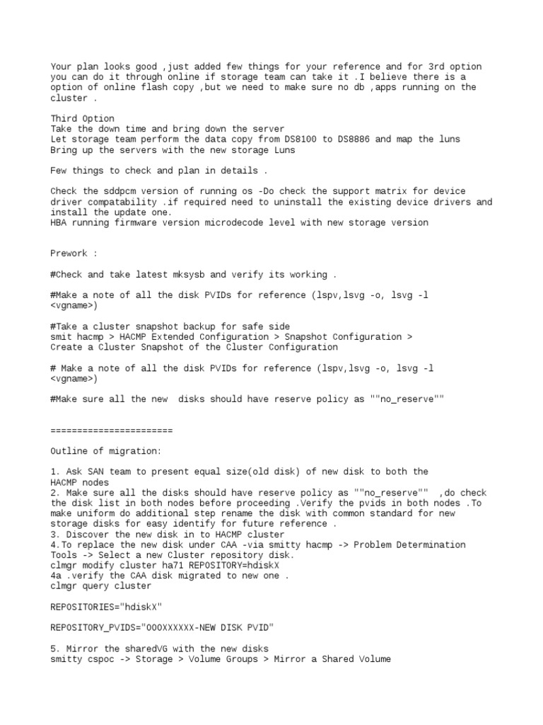 HACMP Storage Migration Procedure | PDF | Computer Cluster | Disk Storage