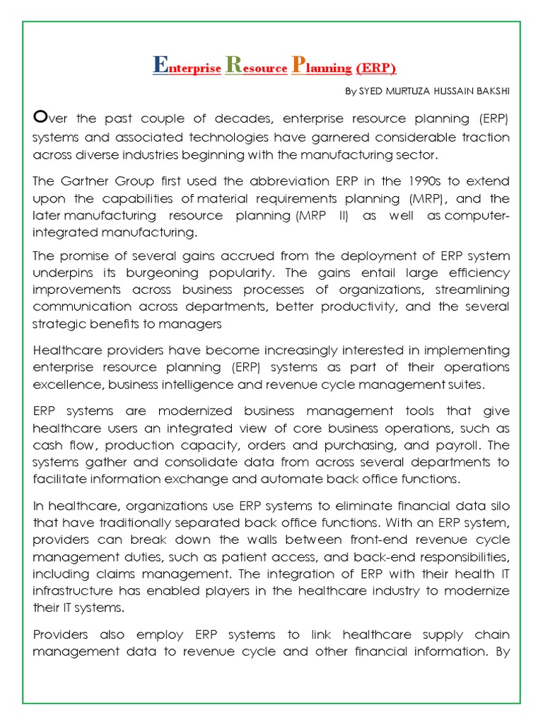 Enterprise Resource Planning | PDF | Enterprise Resource Planning | Computing