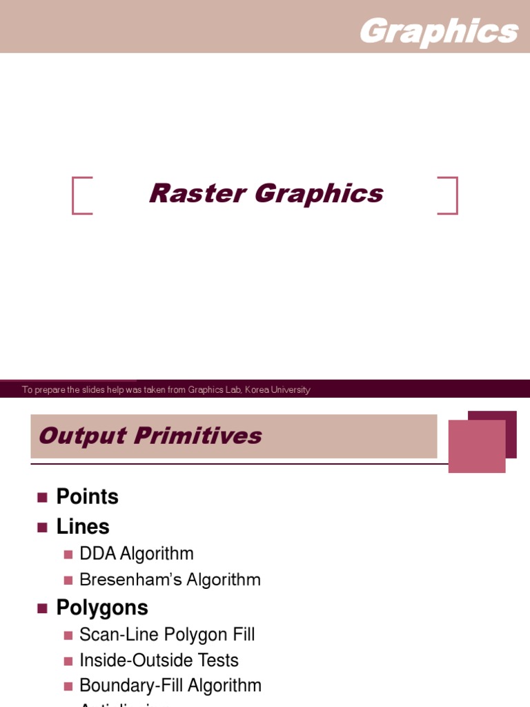 Raster Graphics: To Prepare The Slides Help Was Taken From Graphics Lab ...