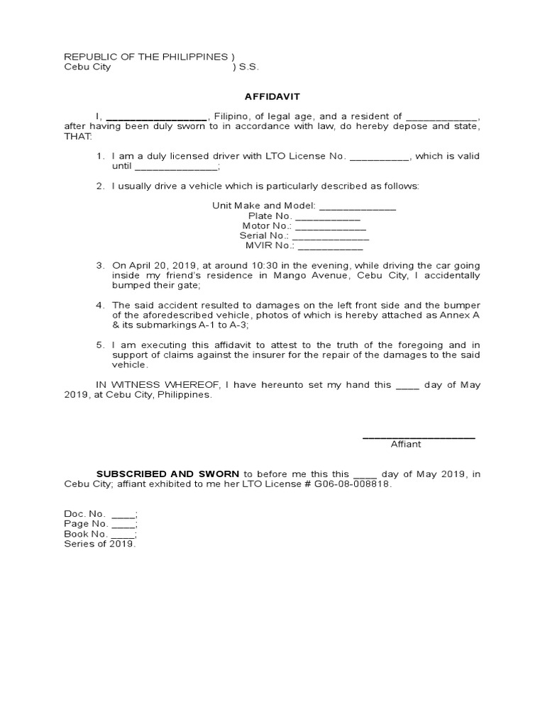 Affidavit Insurance | PDF | Finance & Money Management