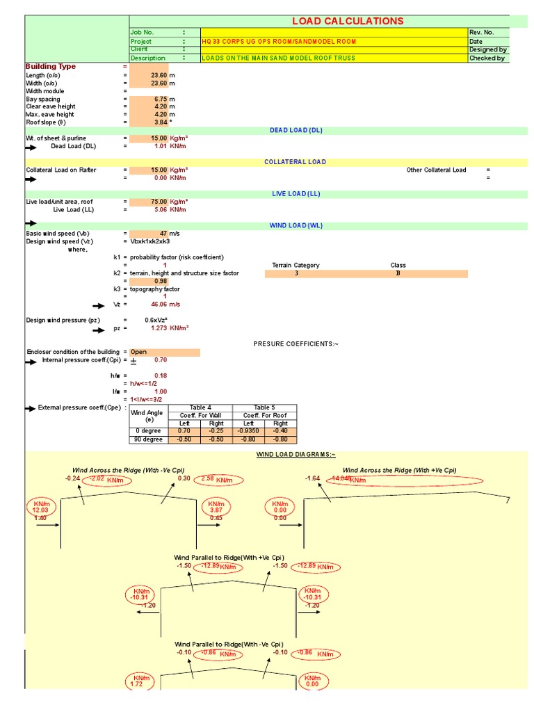 Wind Load Calculations As Per Is 875 Part 3 | PDF | Truss | Structural Engineering