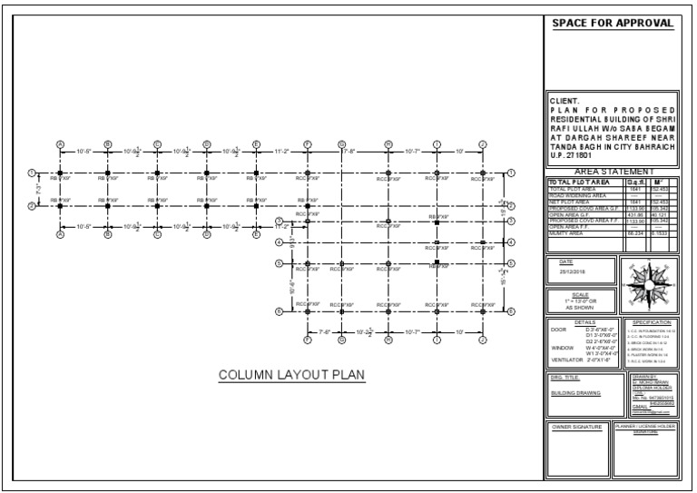 Residential Building Column Layout Plan | PDF