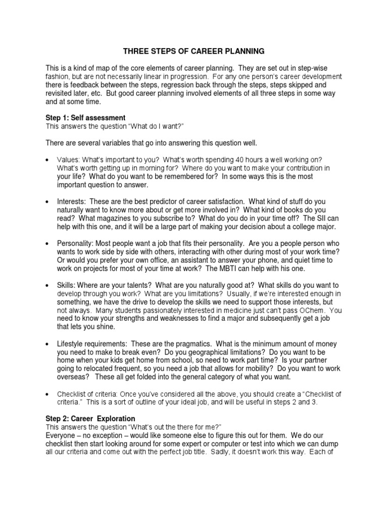 Three Steps of Career Planning | PDF | Job Hunting | Employment