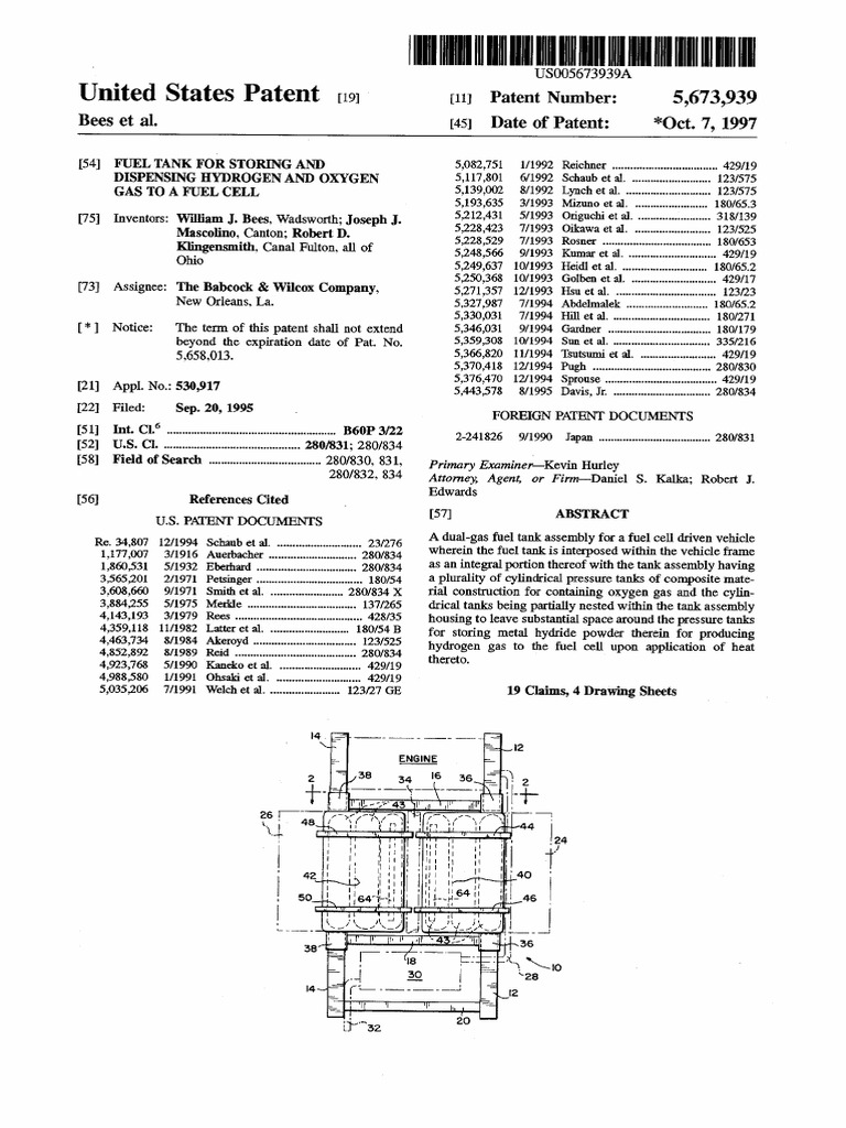 United States Patent (19) 11 Patent Number: 5,673,939: Bees Et Al. 45 ...
