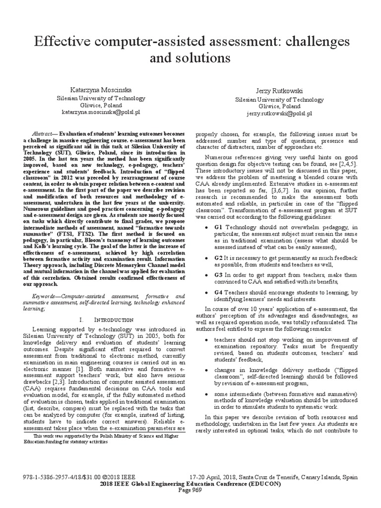 Effective Computer-Assisted Assessment: Challenges and Solutions | PDF ...