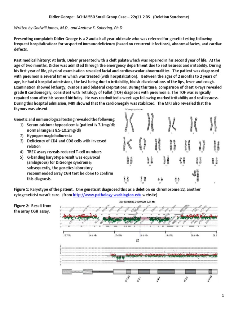DiGeorge Case Fall 2016 PDF | PDF | Genetics | Medical Specialties