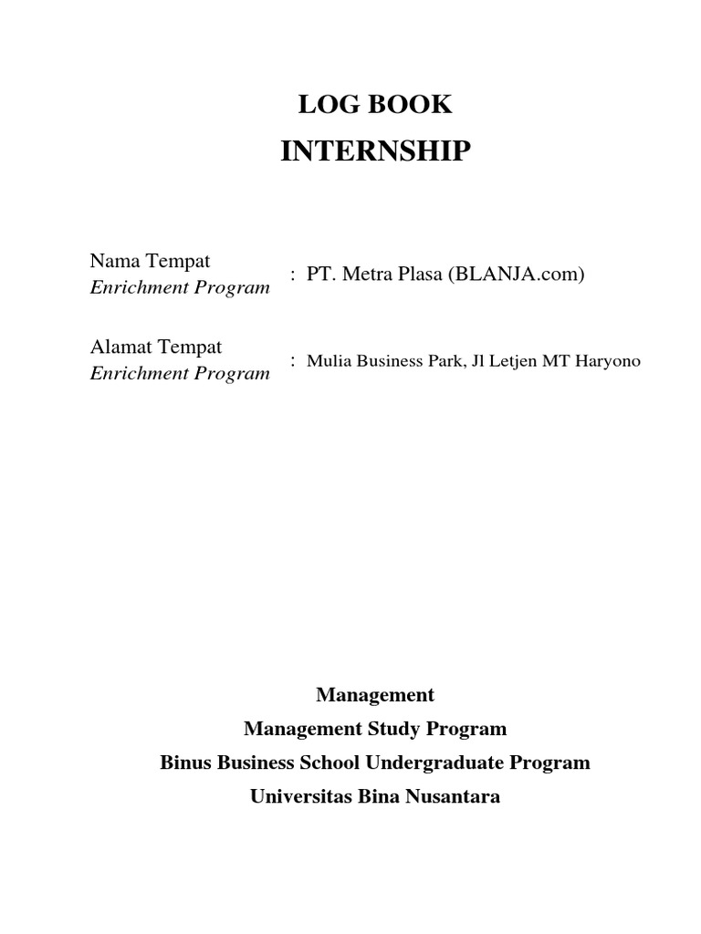 Log Book Enrichment Program Binus 2019 | PDF