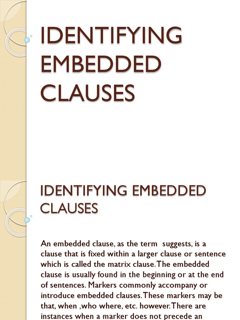 Identifying Embedded Clauses | PDF