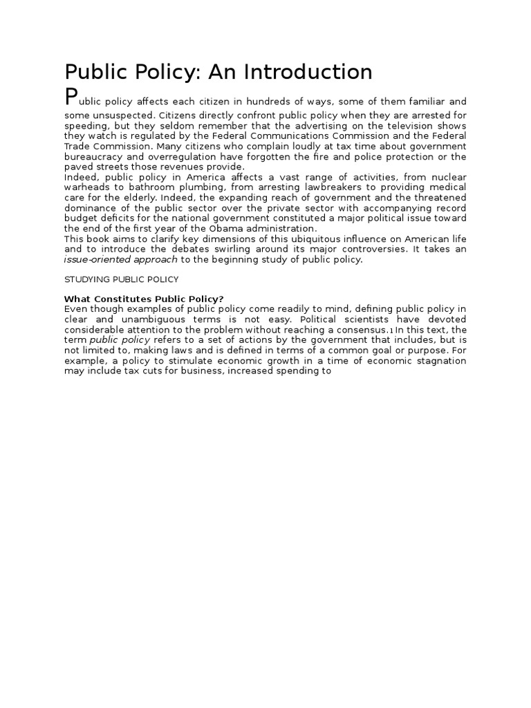 Public Policy: An Introduction: Issue-Oriented Approach To The ...