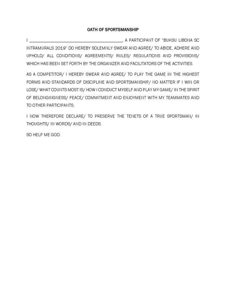 Oath of Sportsmanship | PDF