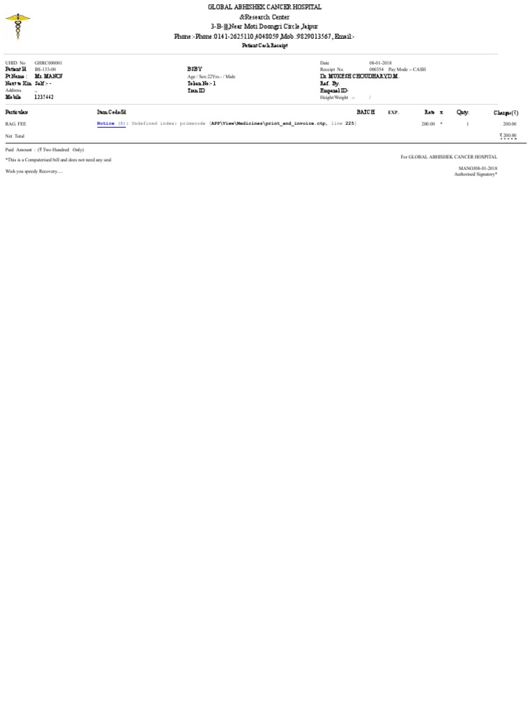 Notice (8) : Patient Cash Receipt | PDF | Business