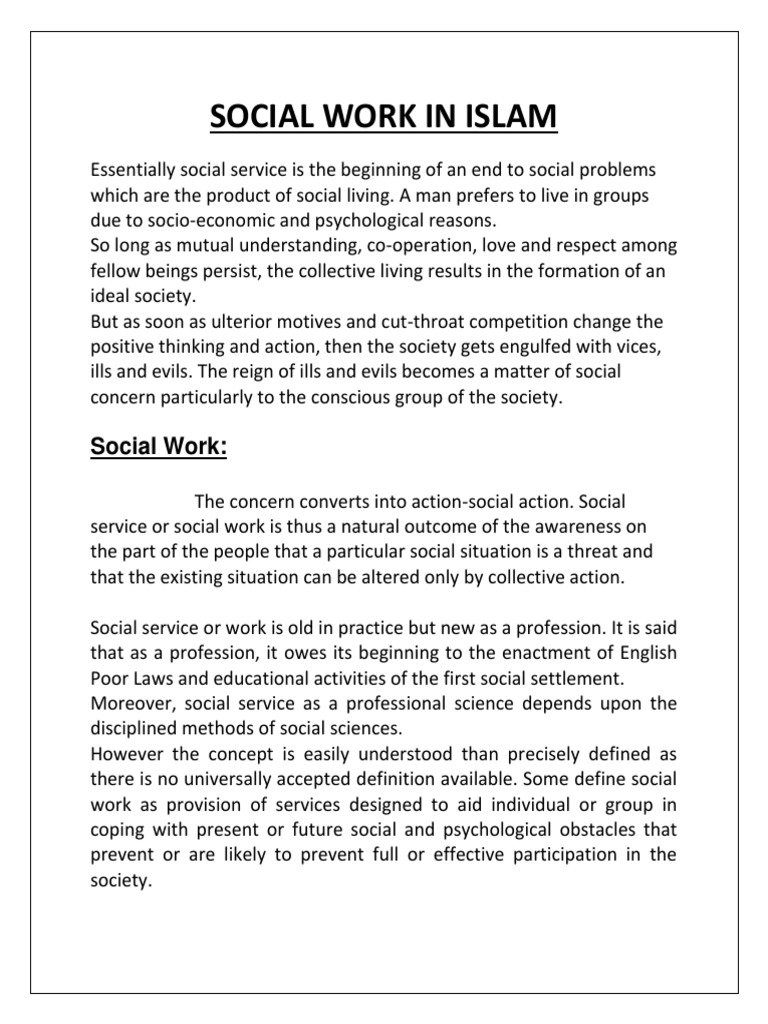 Social Work in Islam | PDF | Social Science | God In Islam