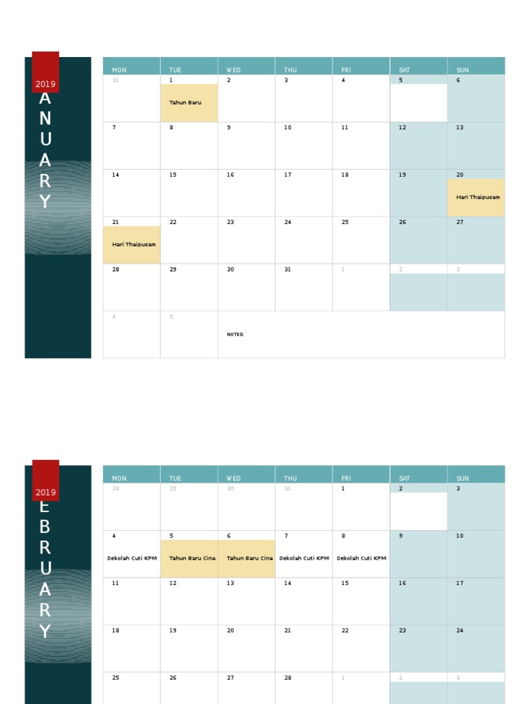 J A N U A R Y: MON TUE WED THU FRI SAT SUN Year Week Start | PDF