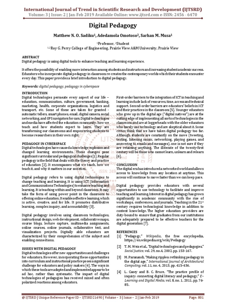 Digital Pedagogy Pdf Educational Technology Pedagogy