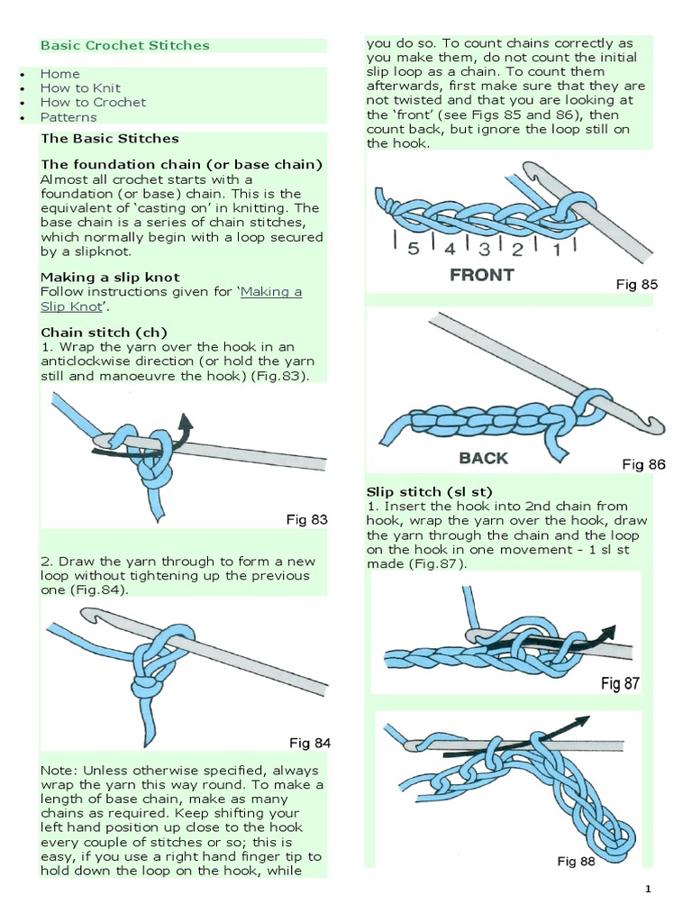 Basic Crochet Stitches | PDF | Crochet | Knitting