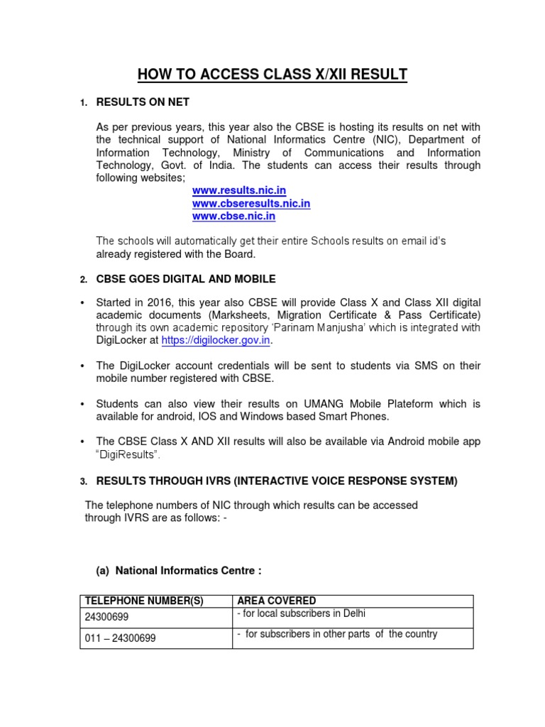 Access CBSE Class X/XII Results Online | PDF | Computers | Technology ...