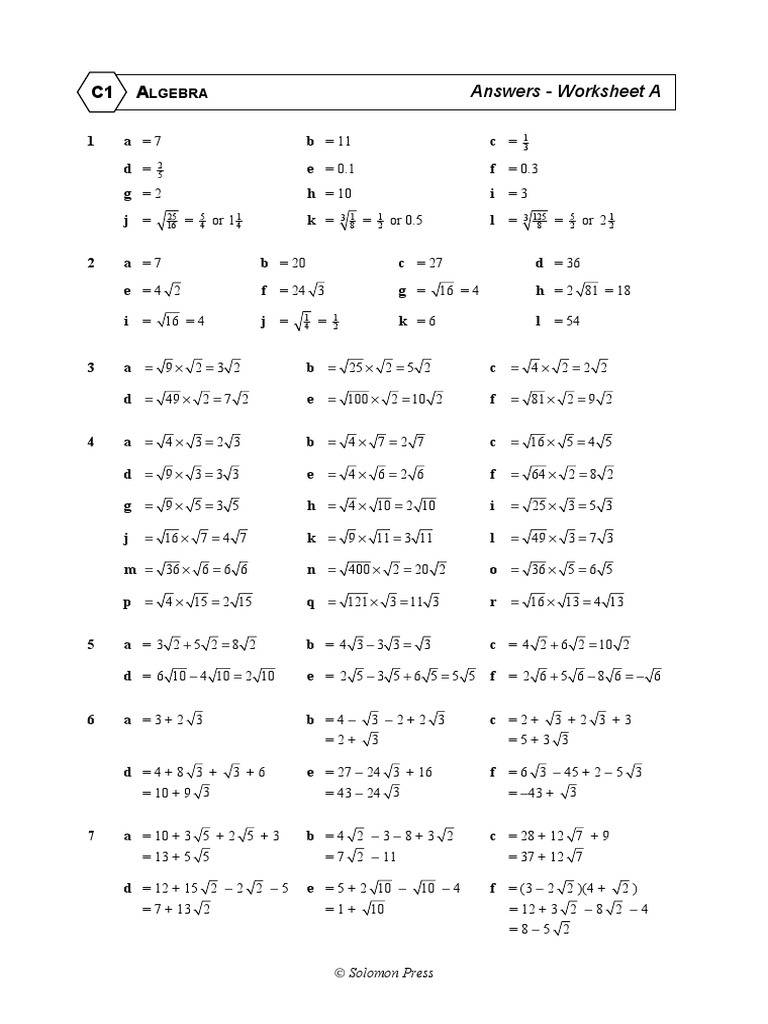 Answers - Worksheet A | PDF