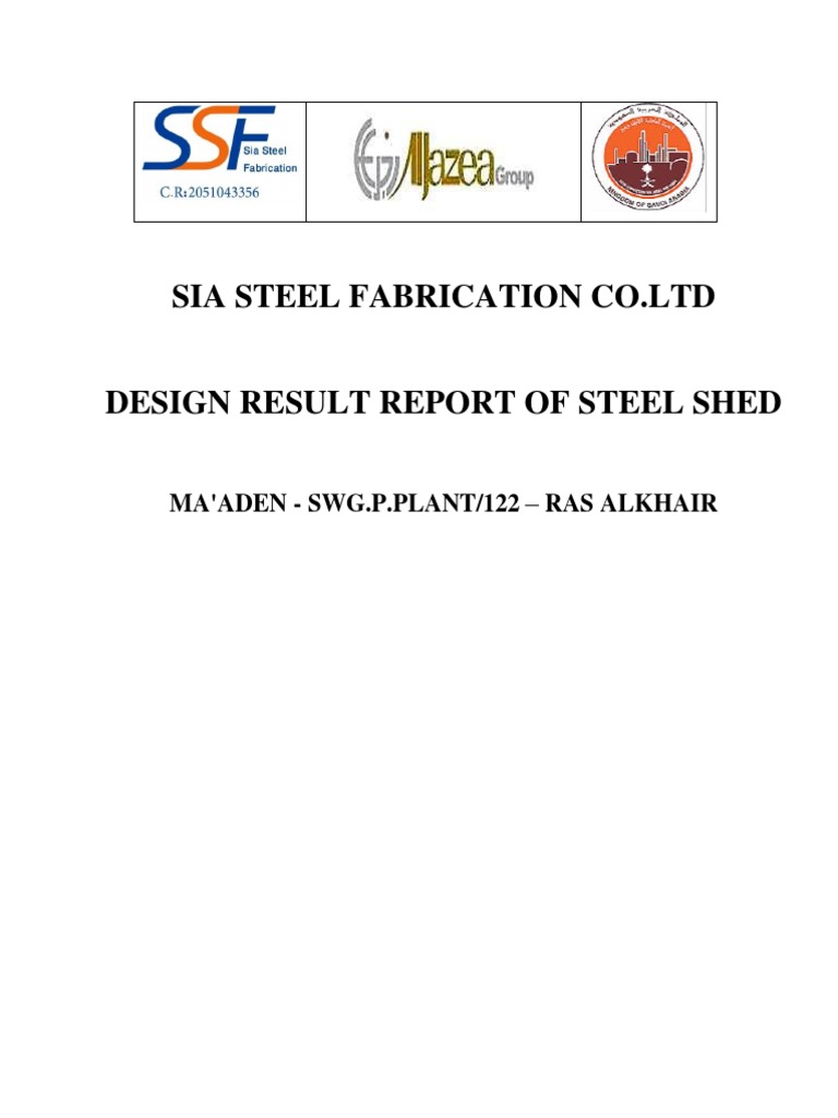 Steel Shed Design Report for MA'ADEN | PDF | Concrete | Teaching ...