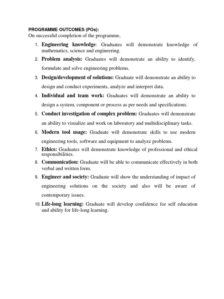 Programme Outcomes | PDF