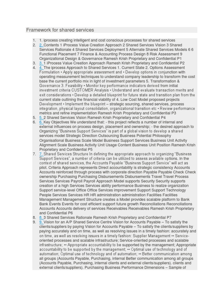 Framework For Shared Services | PDF | Outsourcing | Business Process