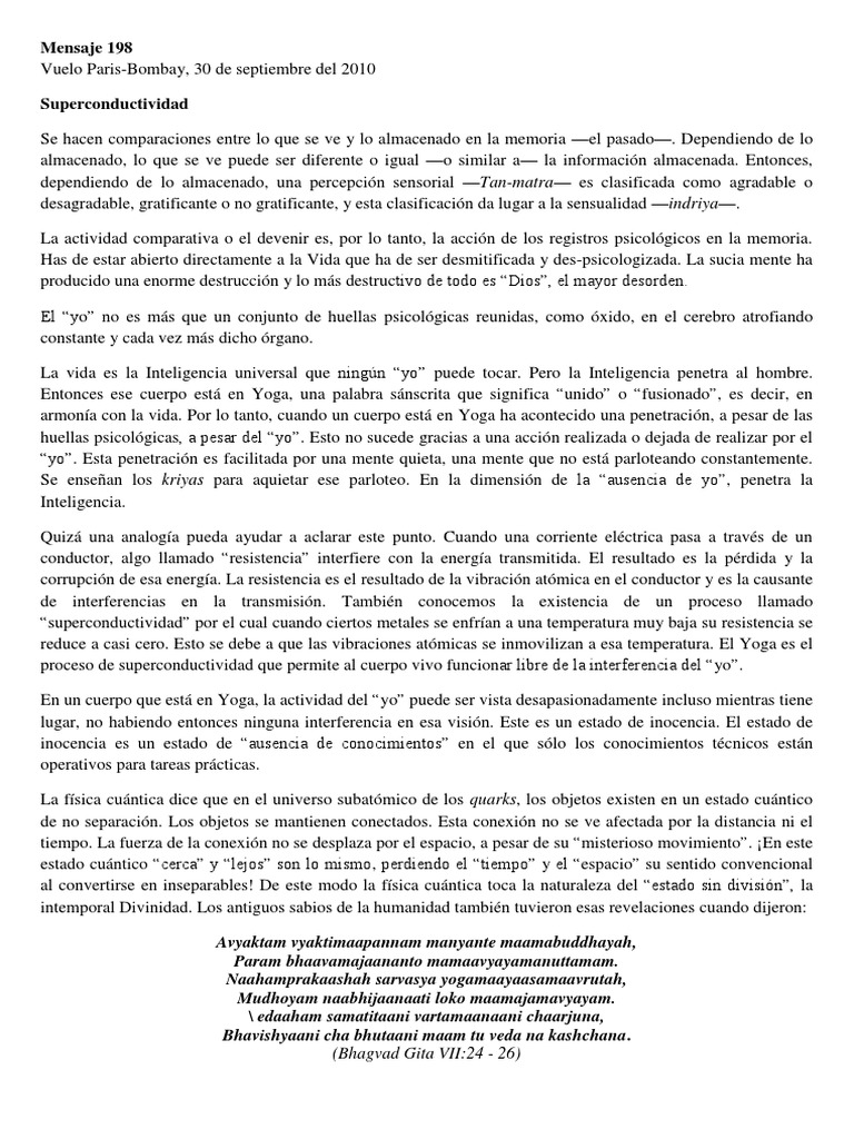 KRIYA YOGA DE SHIBENDU LAHIRI-Mensaje 198 | PDF | Mecánica cuántica | Superconductividad