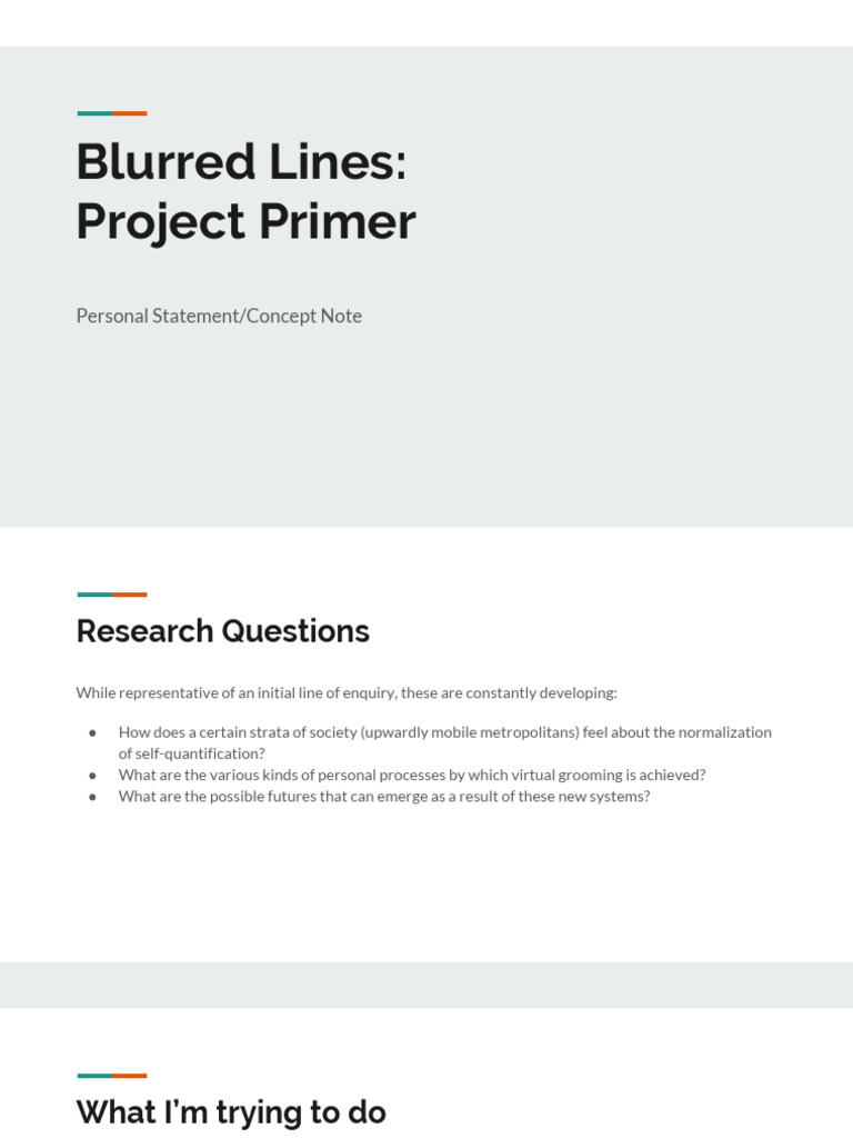 Blurred Lines: Project Primer: Personal Statement/Concept Note | PDF
