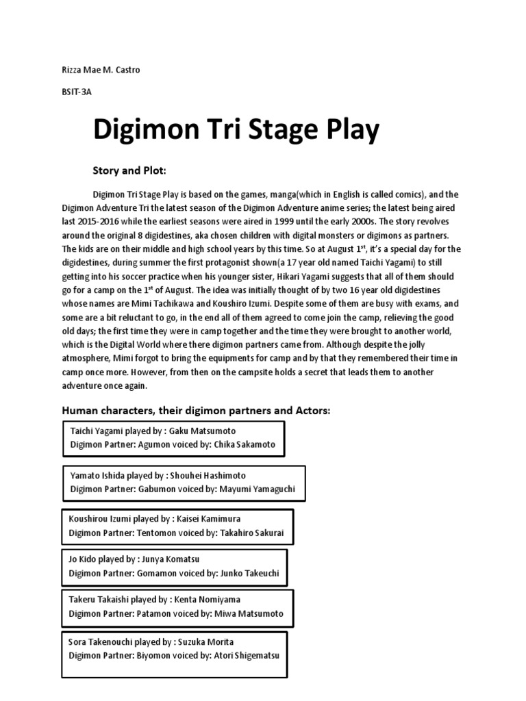 Digimon Tri Stage Play: Story and Plot | PDF | Series | Setting