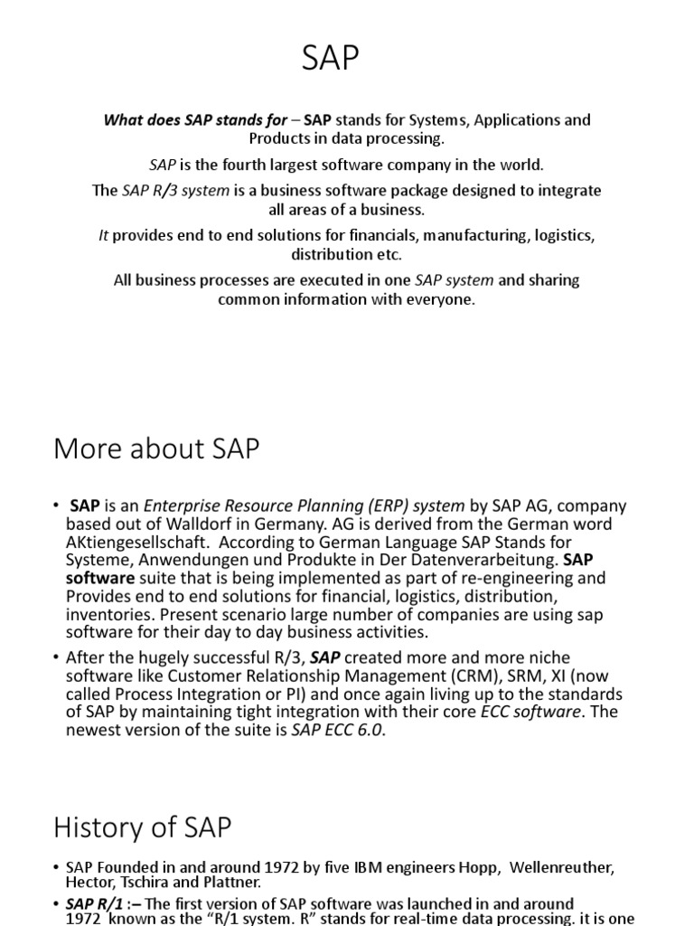 SAP Presentation (Autosaved) | PDF | Enterprise Resource Planning | Sap Se