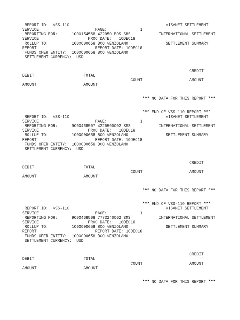 Visanet Settlement Reports | PDF | Visa Inc. | Debit Card