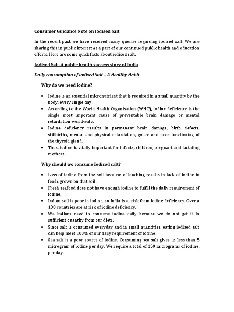 Guidance Note Salt Fortification | PDF | Salt | Nutrition