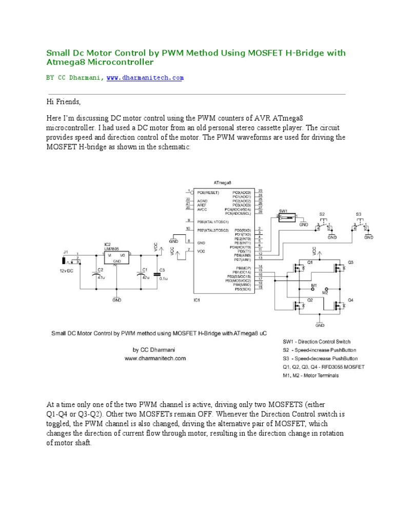 Small DC Motor Control by PWM Method Using Atmega8 | PDF | Electrical Components | Manufactured ...