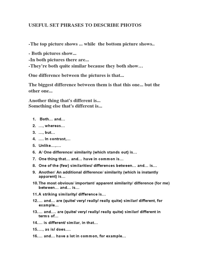 Compare and Contrast Two Pictures | PDF