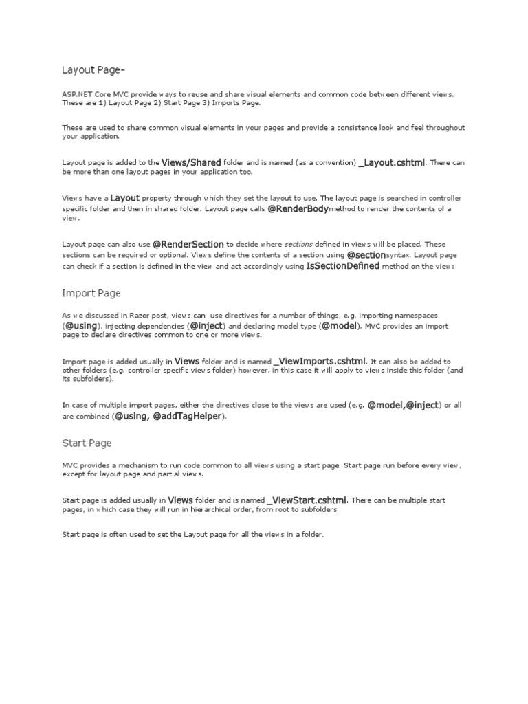 Layout Page-: Views/Shared - Layout - CSHTML | PDF | Model–View–Controller | Namespace