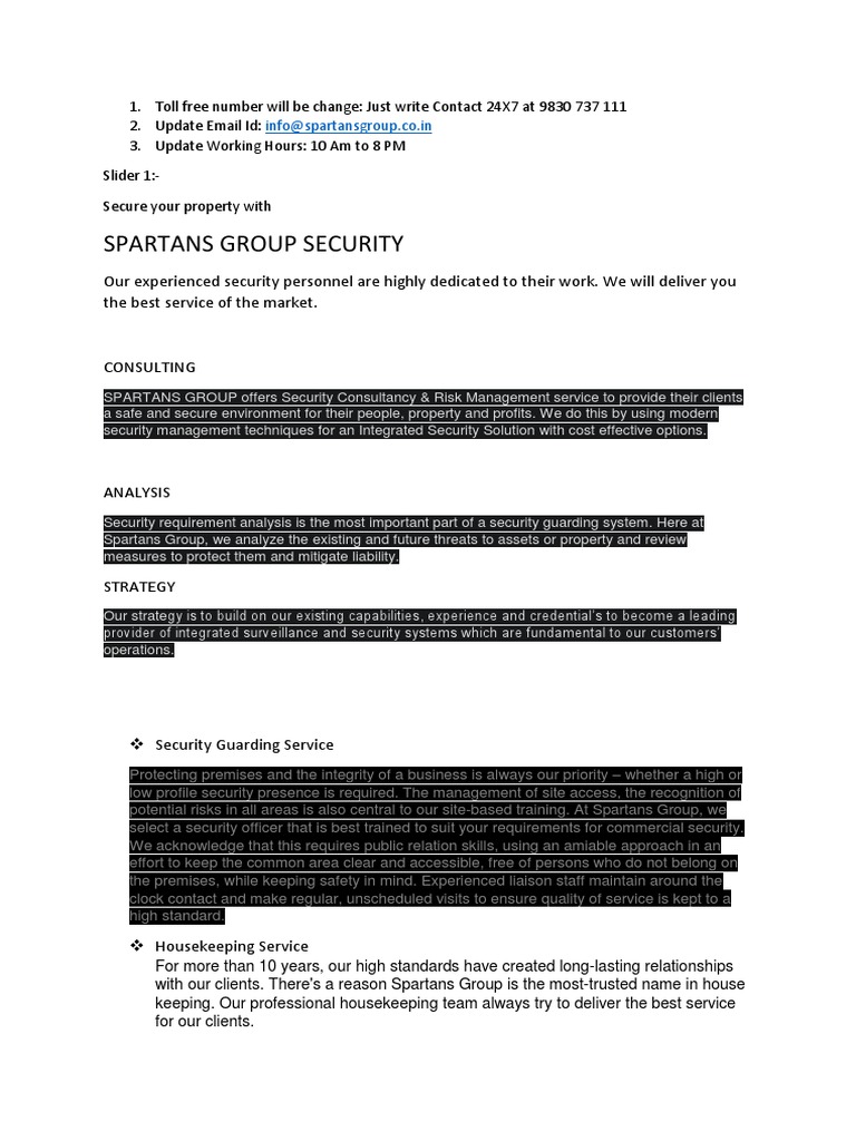 Spartans Group Security | PDF | Risk Management | Security Guard
