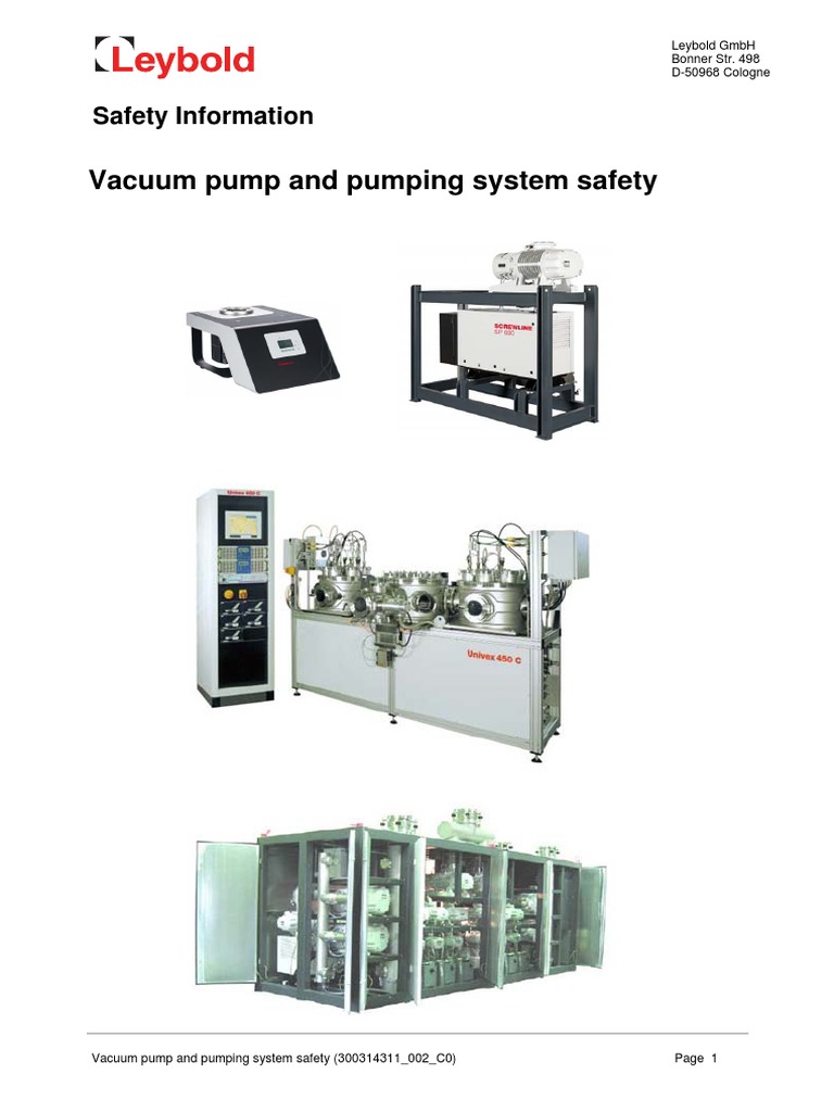002 C0 Safety Booklet Vacuum Pump and Pumping System Safety | PDF ...
