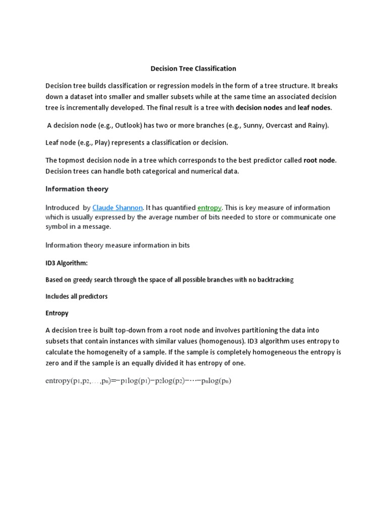 Decision Tree Classification Pdf Mathematical Logic Applied 5508