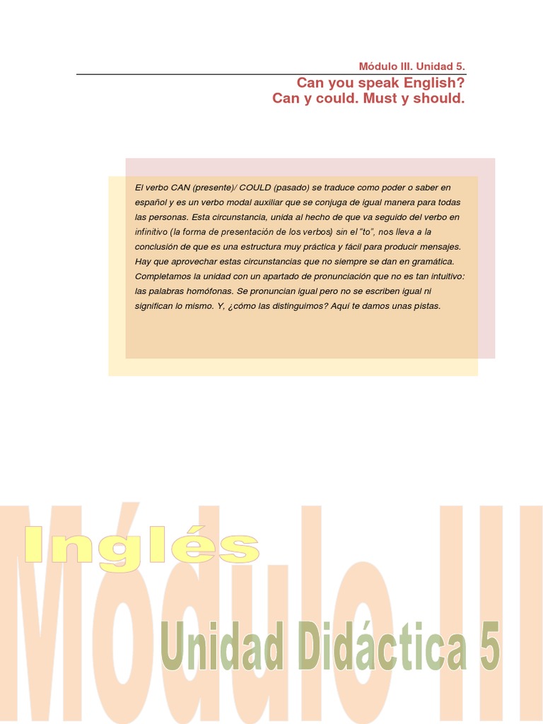 Uso de los verbos modales: CAN y COULD | PDF | Verbo | Sintaxis