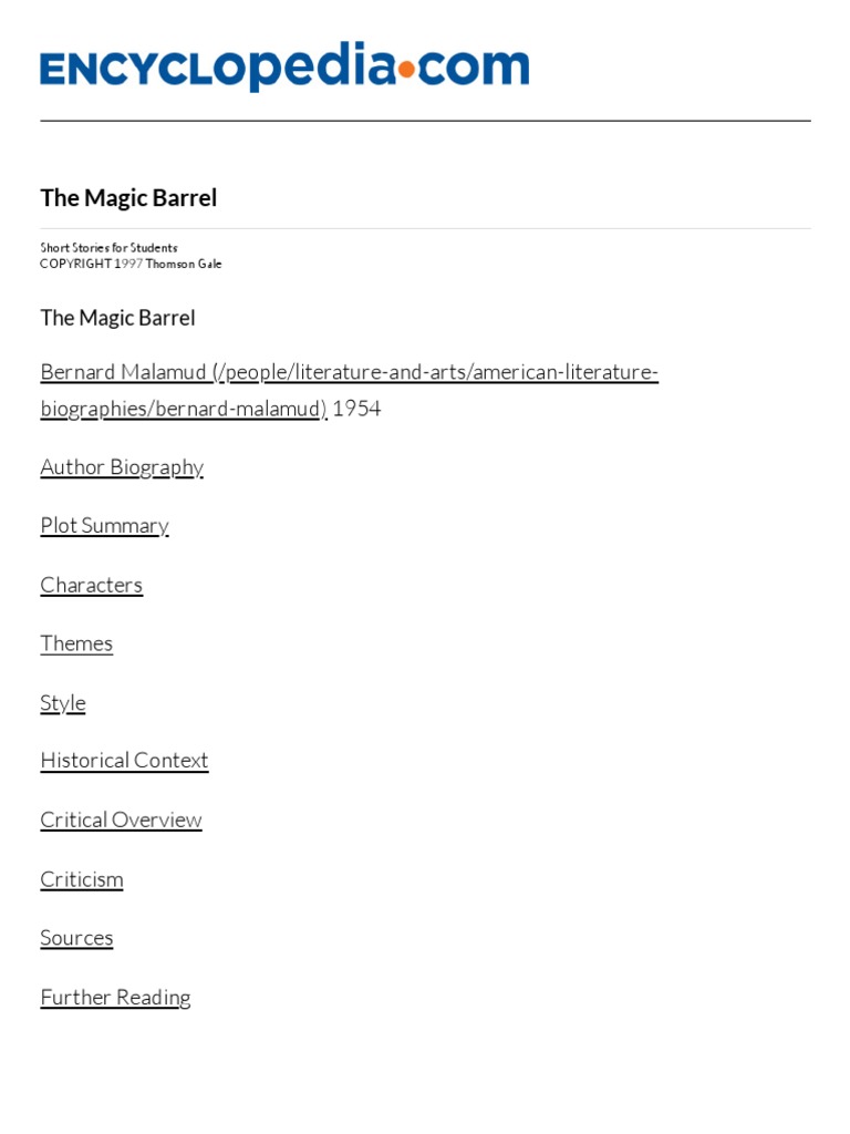 The Magic Barrel: A Comprehensive Analysis | PDF | Ten Commandments ...