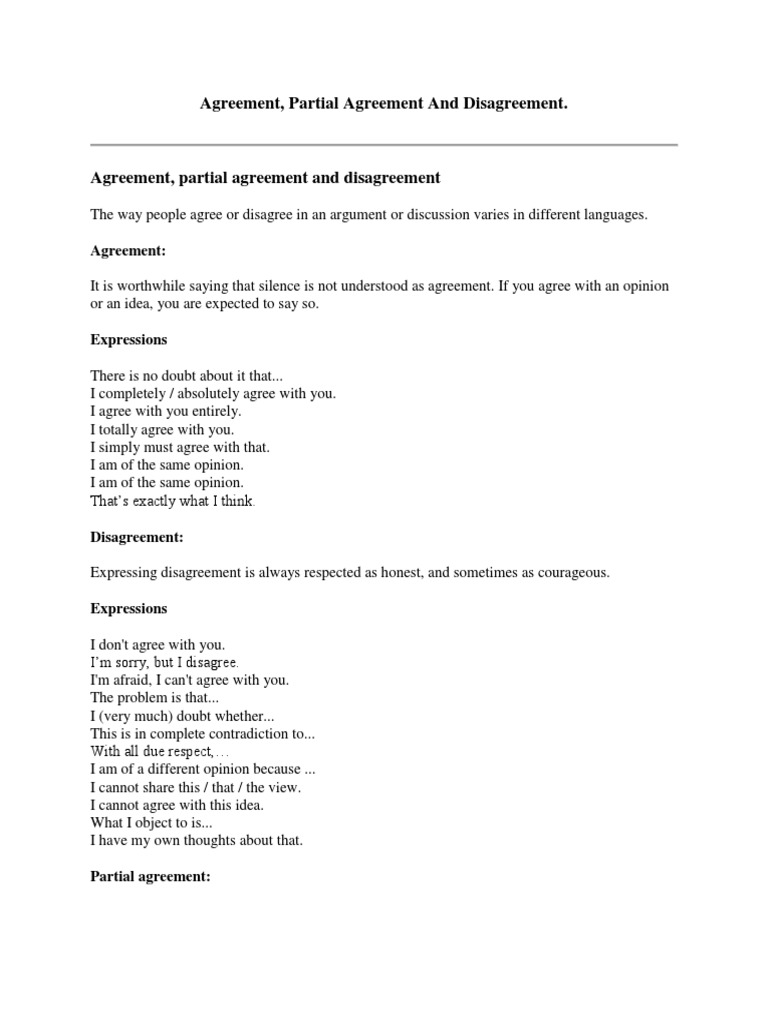 Agreement, Partial Agreement and Disagreement | PDF | Self-Improvement