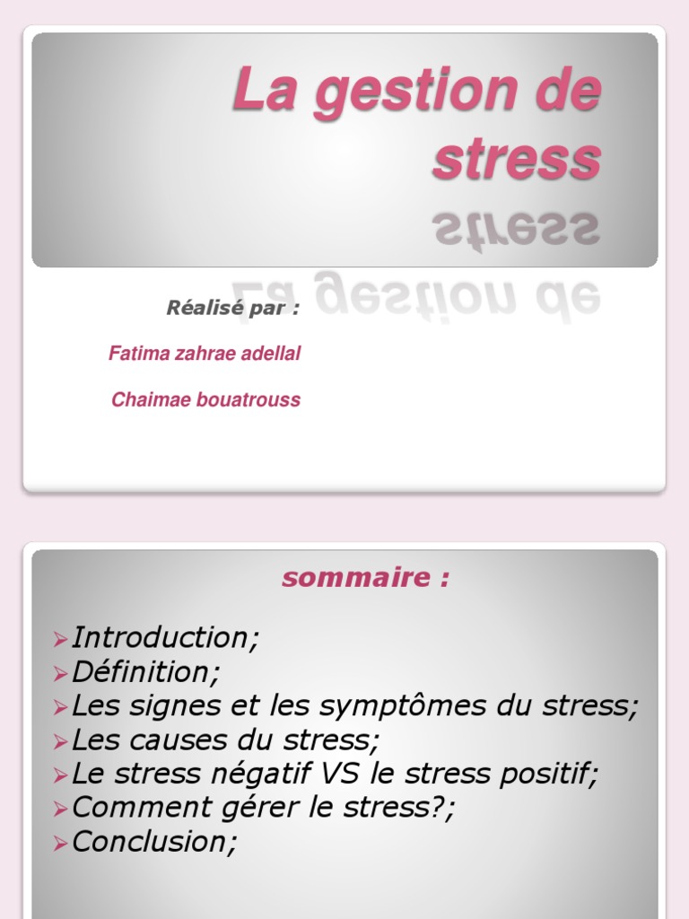 La Gestion de Stress | PDF | Stress (Biologie) | Dépression (psychiatrie)