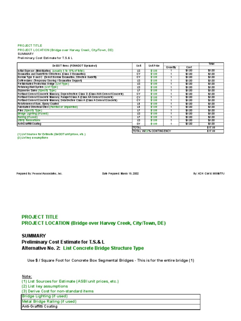 Sample Estimate - Bridge Structures | PDF | Masonry | Concrete
