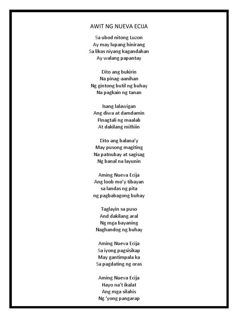 Awit NG Nueva Ecija | PDF