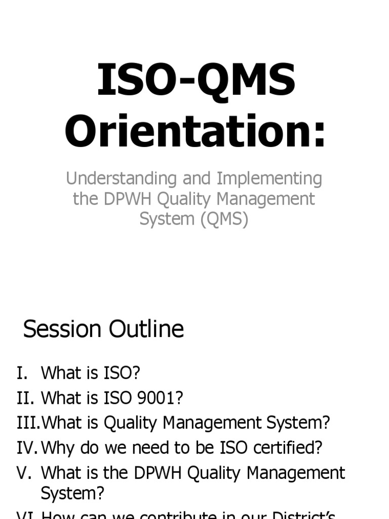 ISO QMS Orientation | PDF | Iso 9000 | Quality Management System