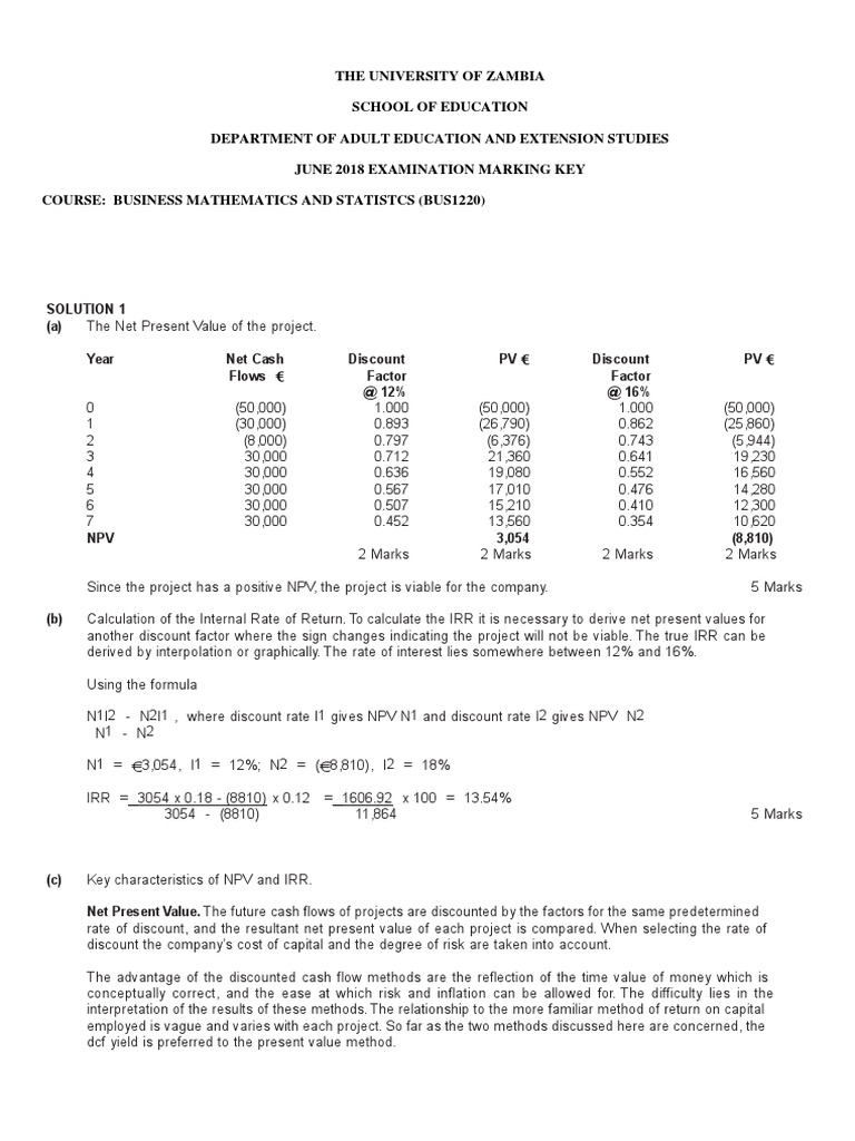 Business Mathematics | PDF | Net Present Value | Median