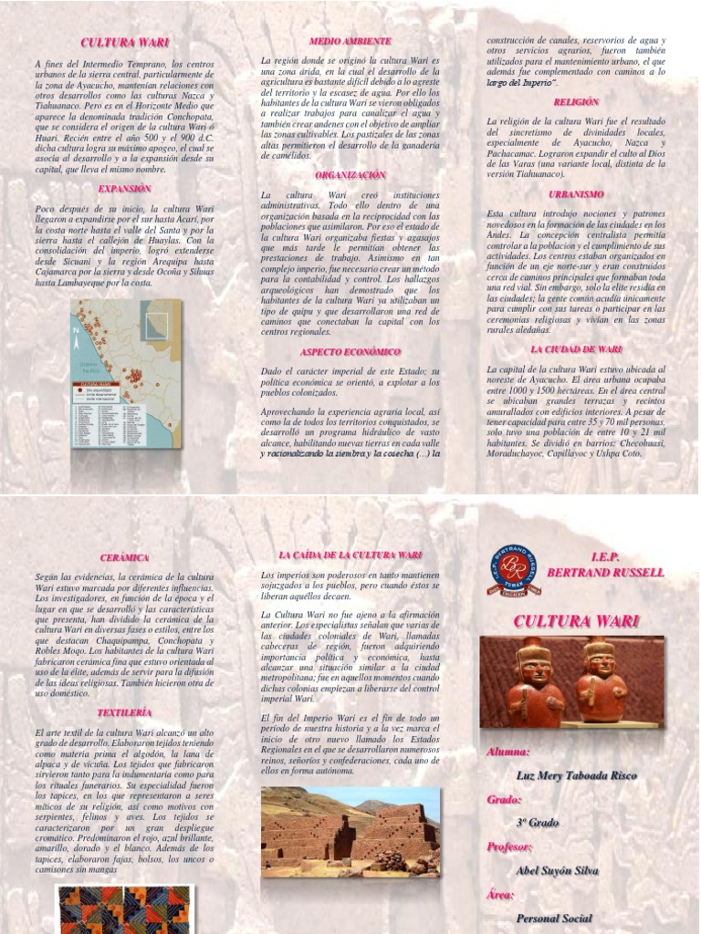 Triptico Cultura Wari | PDF | Cultura (general) | Arqueología