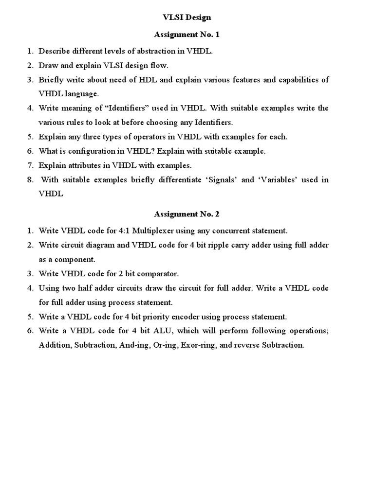 Vlsi Design Assignment Pdf Vhdl Field Programmable Gate Array 3808
