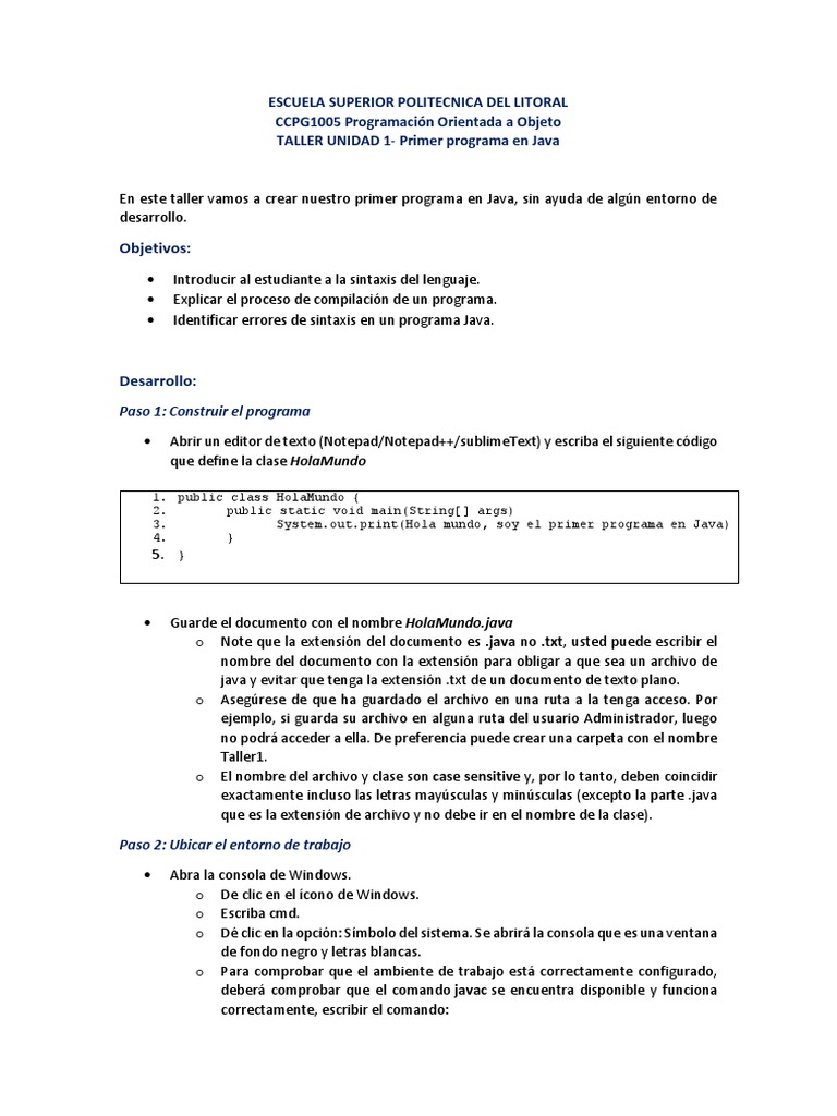 Practica Unidad 1 | PDF | Java (lenguaje de programación) | Programa de computadora