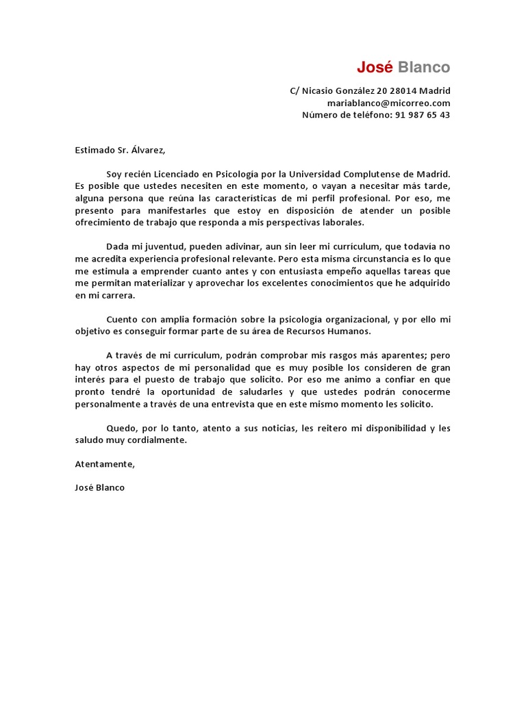 Carta de Presentacion Psicologo | PDF Carta de Presentacion Psicologo | PDF