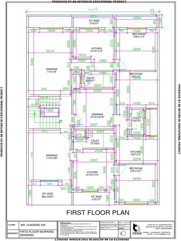 First Floor Plan: Firts Floor Working Drawing | PDF